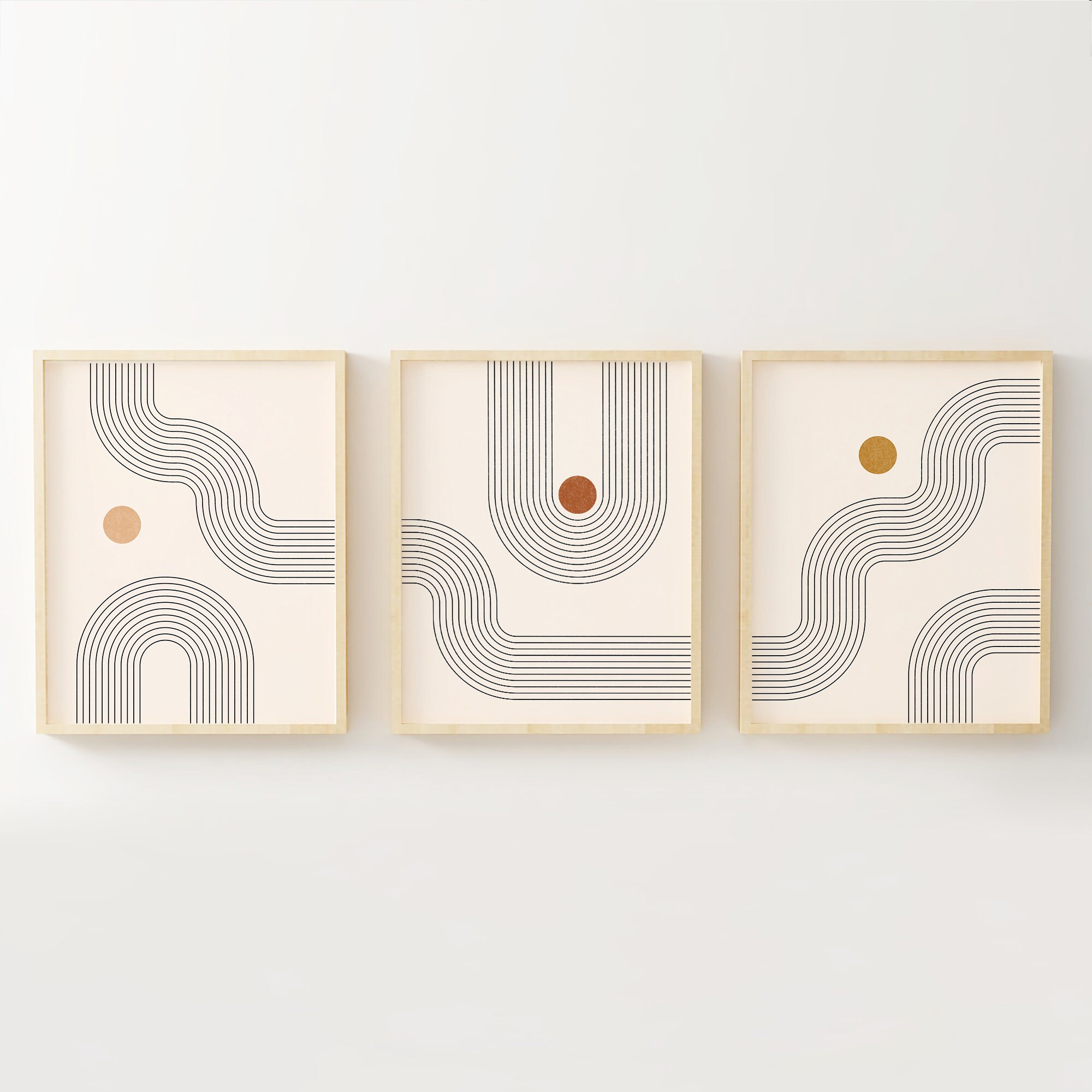 Set of 3 Printable Posters Abstract Geometric Lines and - Etsy