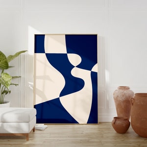 Indigo Blue Abstract Wall Art Set of 2 Abstract Indigo Wall Art Navy ...