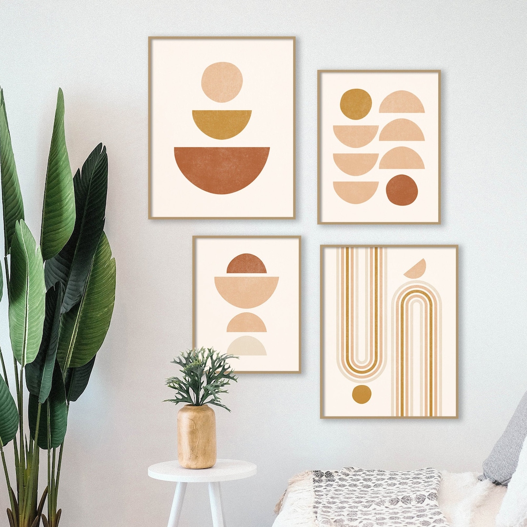 Abstract Geometric Shapes Poster Bundle Set of 4 Prints, Arch Lines ...