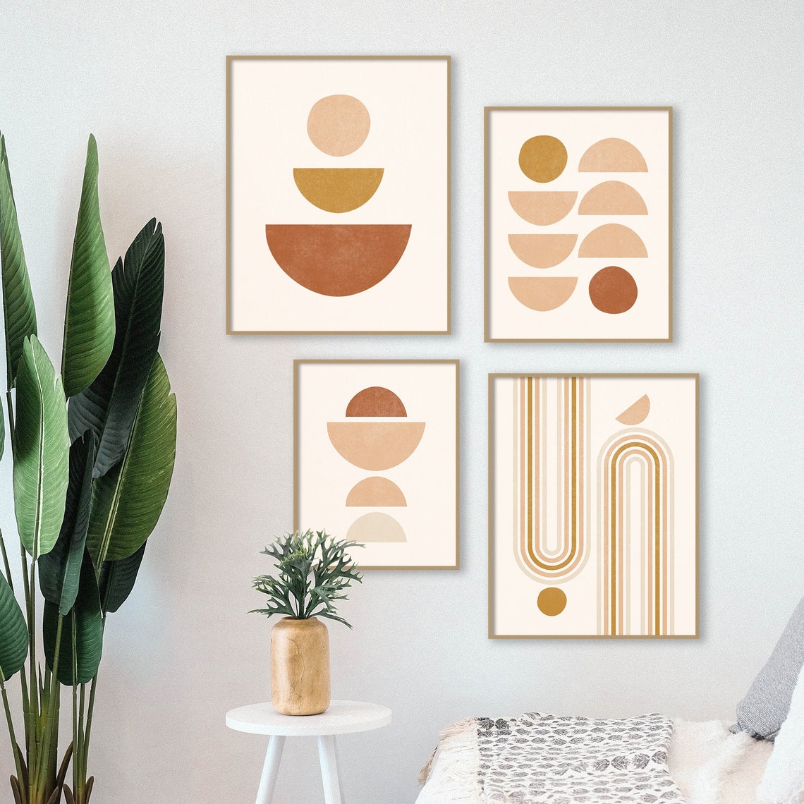 Abstract Geometric Shapes Poster Bundle Set of 4 Prints, Arch Lines ...