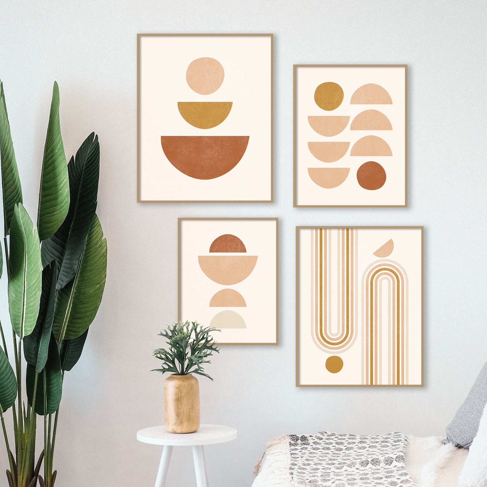 Abstract Geometric Shapes Poster Bundle Set of 4 Prints, Arch Lines ...