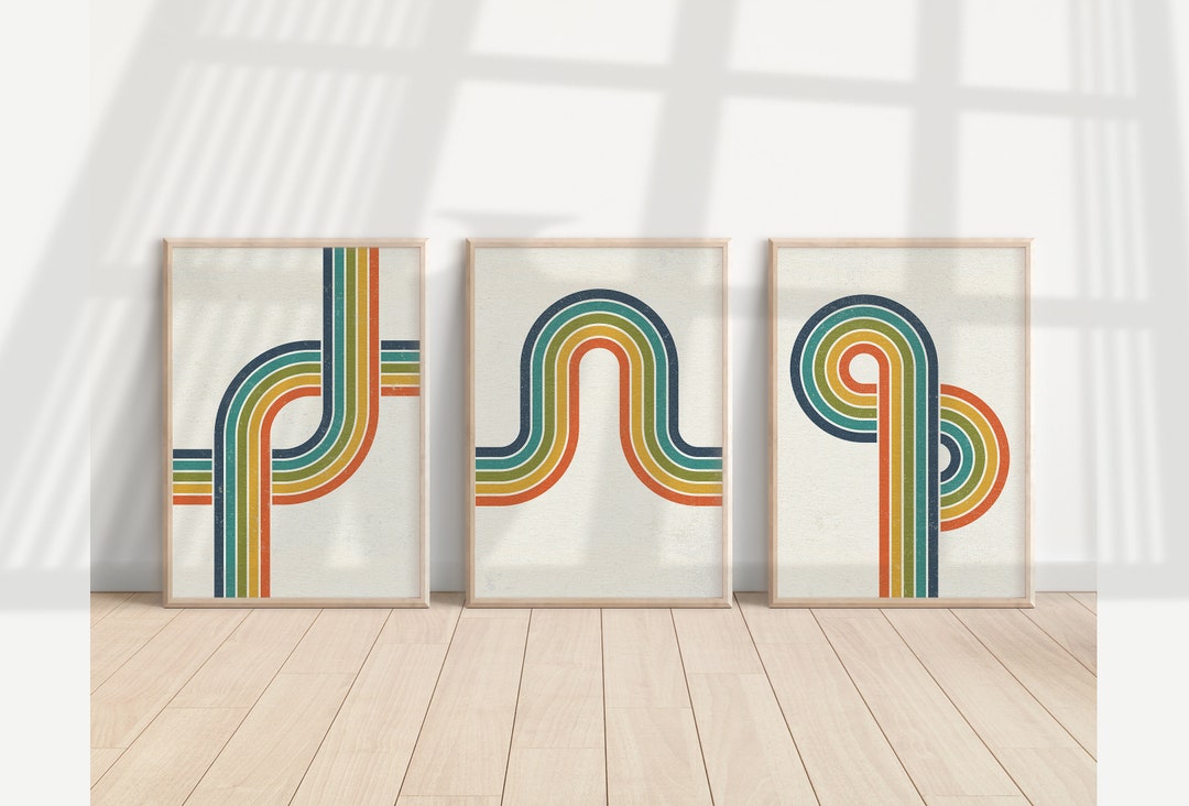 Retro Stripes Wall Art Adding a 70s Flair to Your Space Minimalist 3 ...