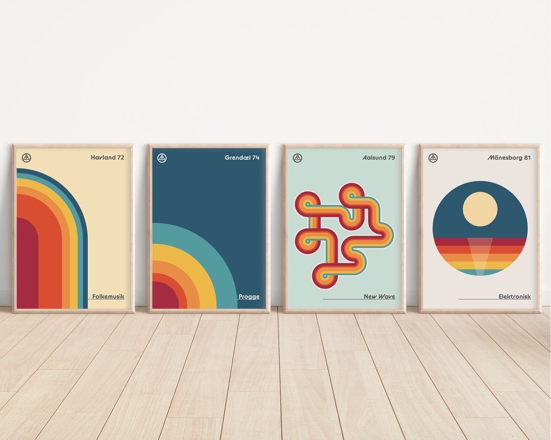 Retro Music Wall Art Prints 70s 80s Genres 4 Posters | Nordic Boho ...