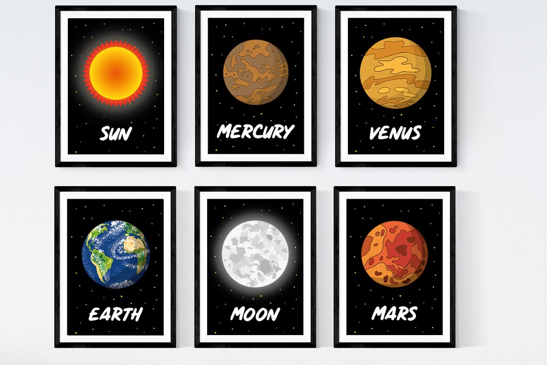 Solar System Cartoon Art Prints US Size 8x10inch 11 High Quality Images ...