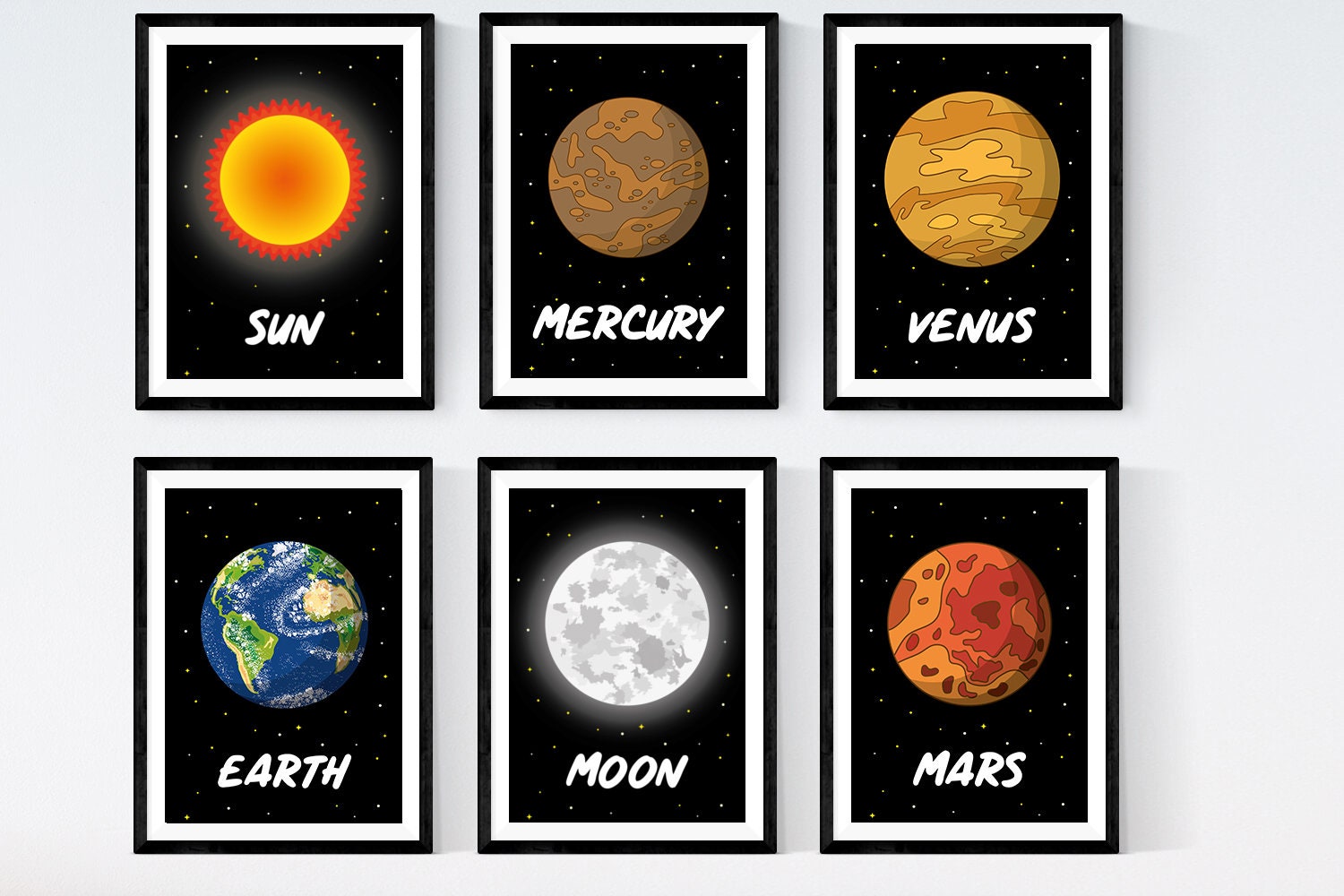 Solar System Cartoon Art Prints US Size 8x10inch 11 High Quality Images ...