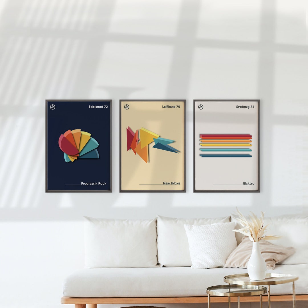 Retro Music Wall Art Prints 70s 80s Rock Genres Posters Mid Century ...