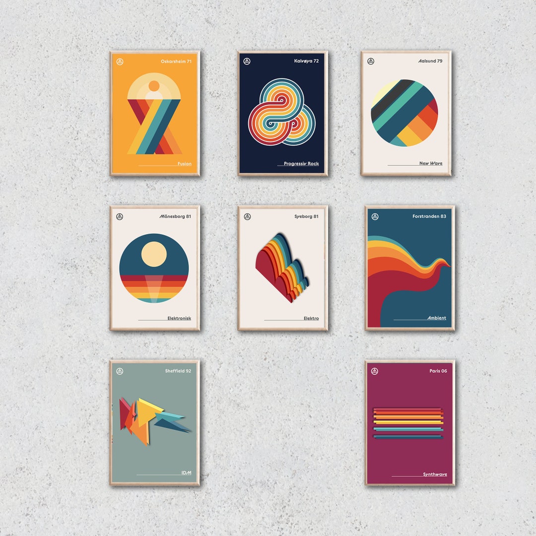 Retro Music Prints 70s 80s 90s 00s - 8 Set | 18x24in | Digital ...