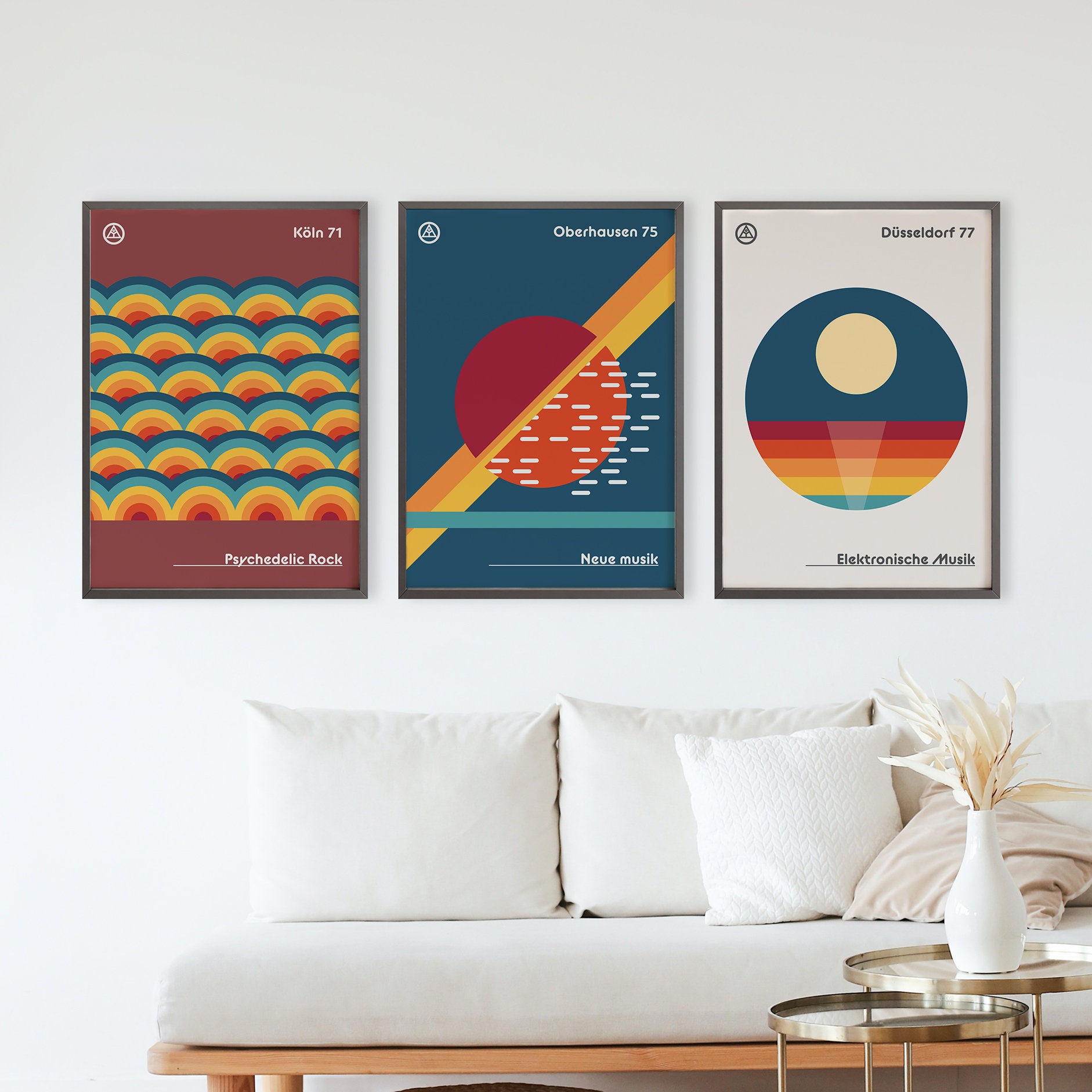 Retro Wall Art Prints 70s Music Boho Posters Minimalist Abstract ...