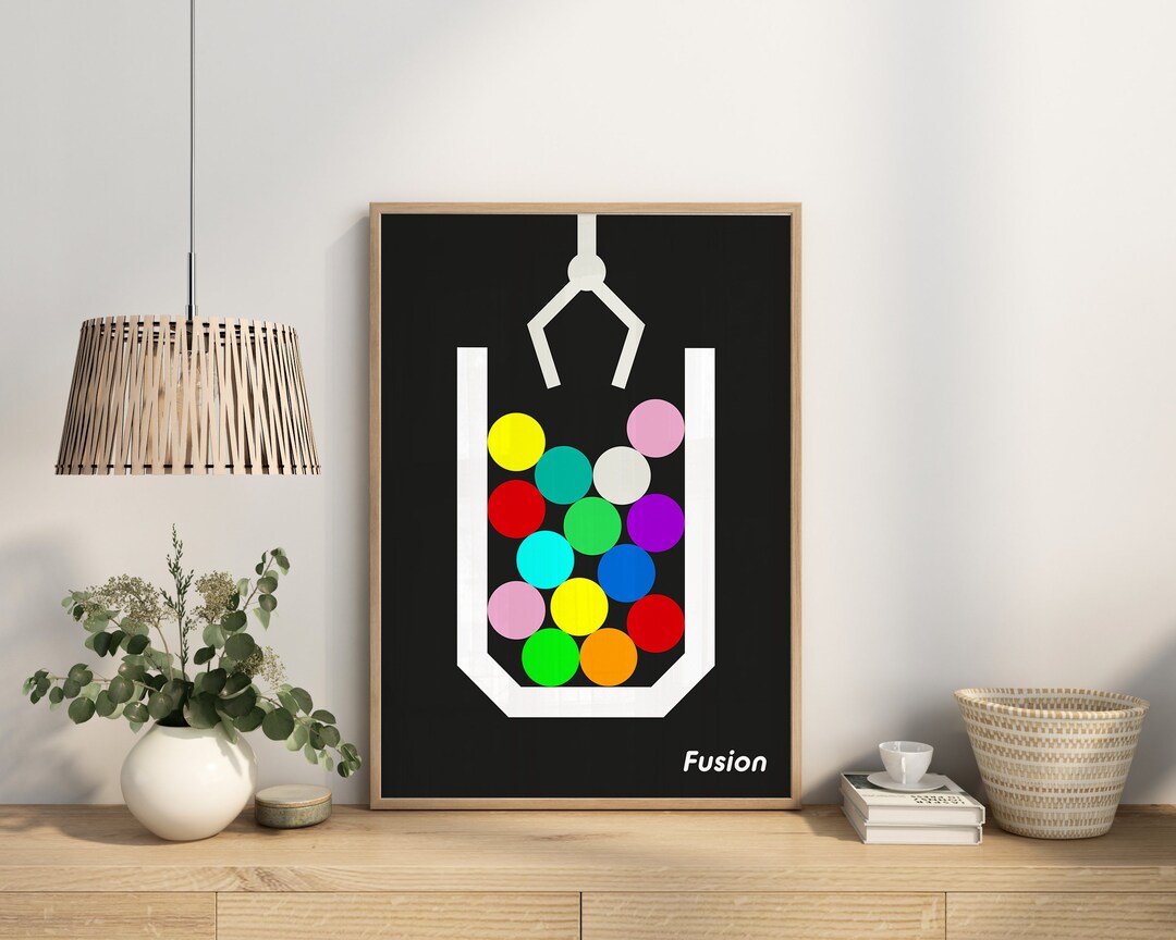 FUSION Colour Balls Minimalist Art Print Cool Black White Simplicity ...