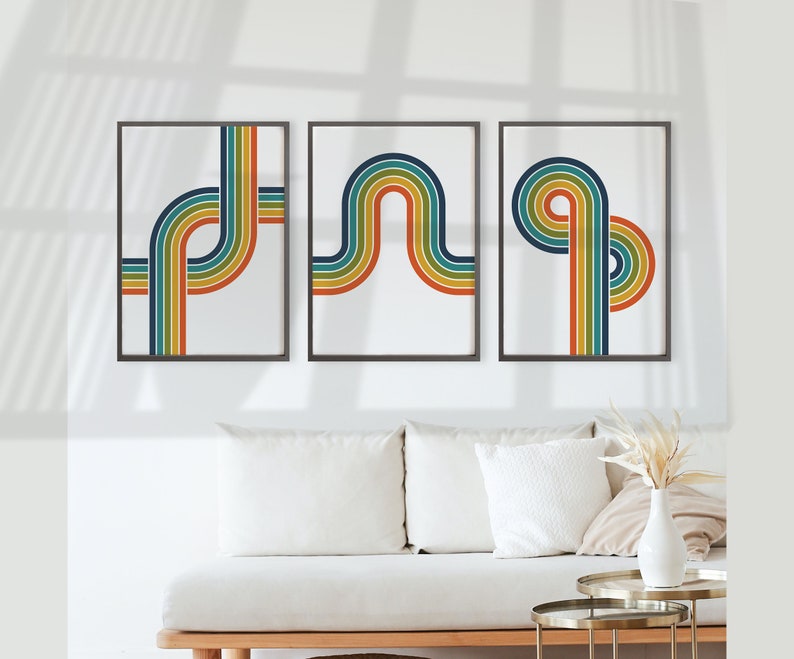 Retro Stripes Wall Art Adding a 70s Flair to Your Space Minimalist 3 ...