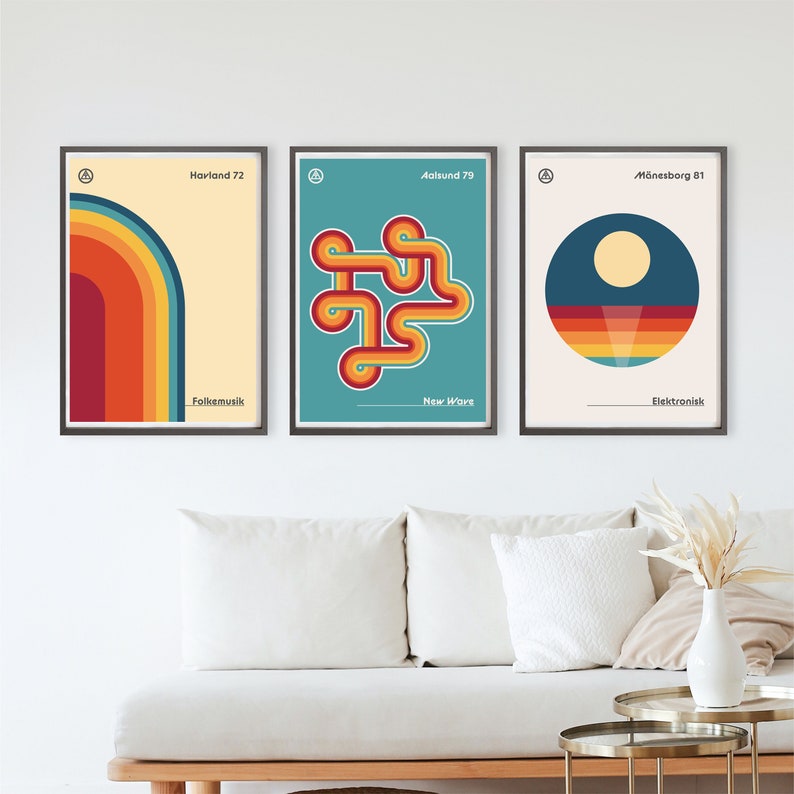 Retro Music Wall Art Prints 70s 80s Sounds Poster | Geometric ...
