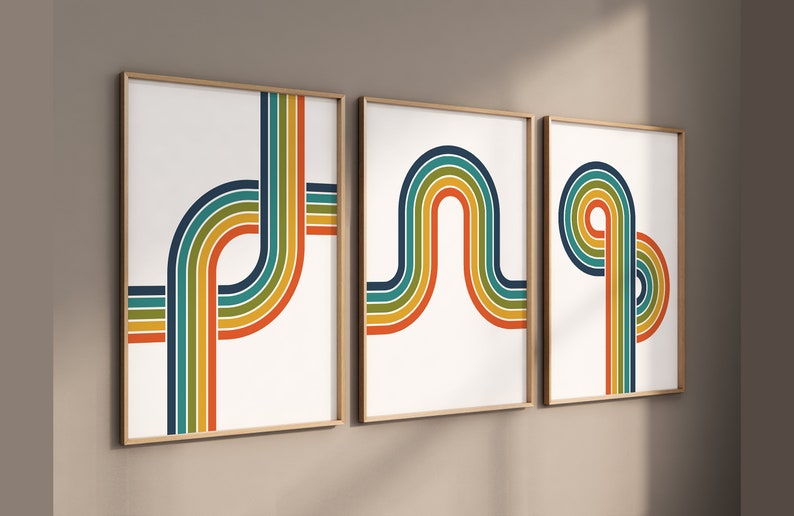 Retro Stripes Wall Art Adding a 70s Flair to Your Space Minimalist 3 ...