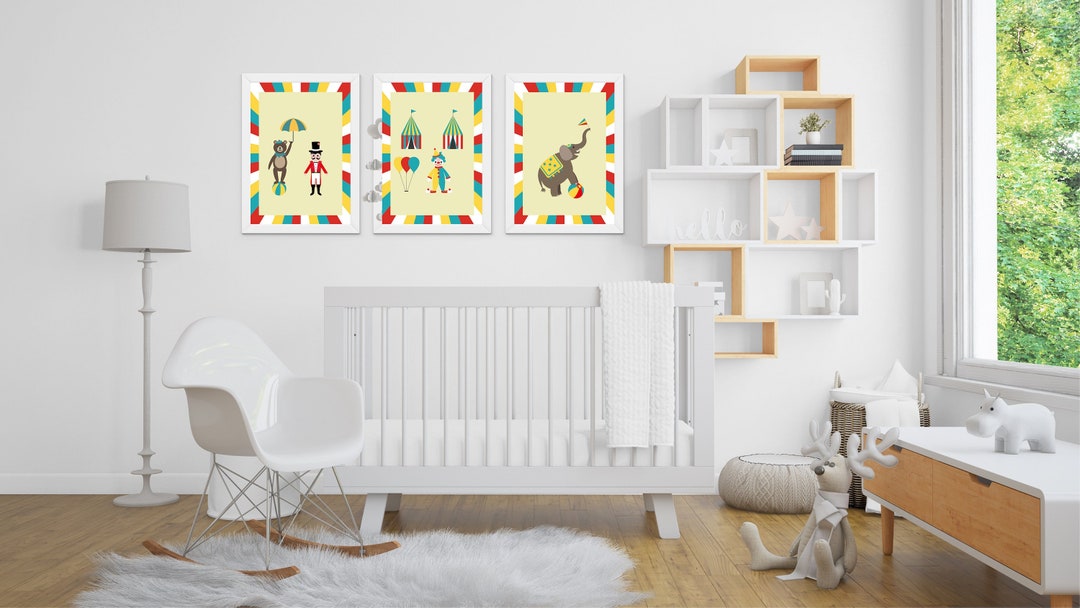 Circus Wall Art 3 Set Prints Fun Nursery Kid's Room Inspiration Clown ...