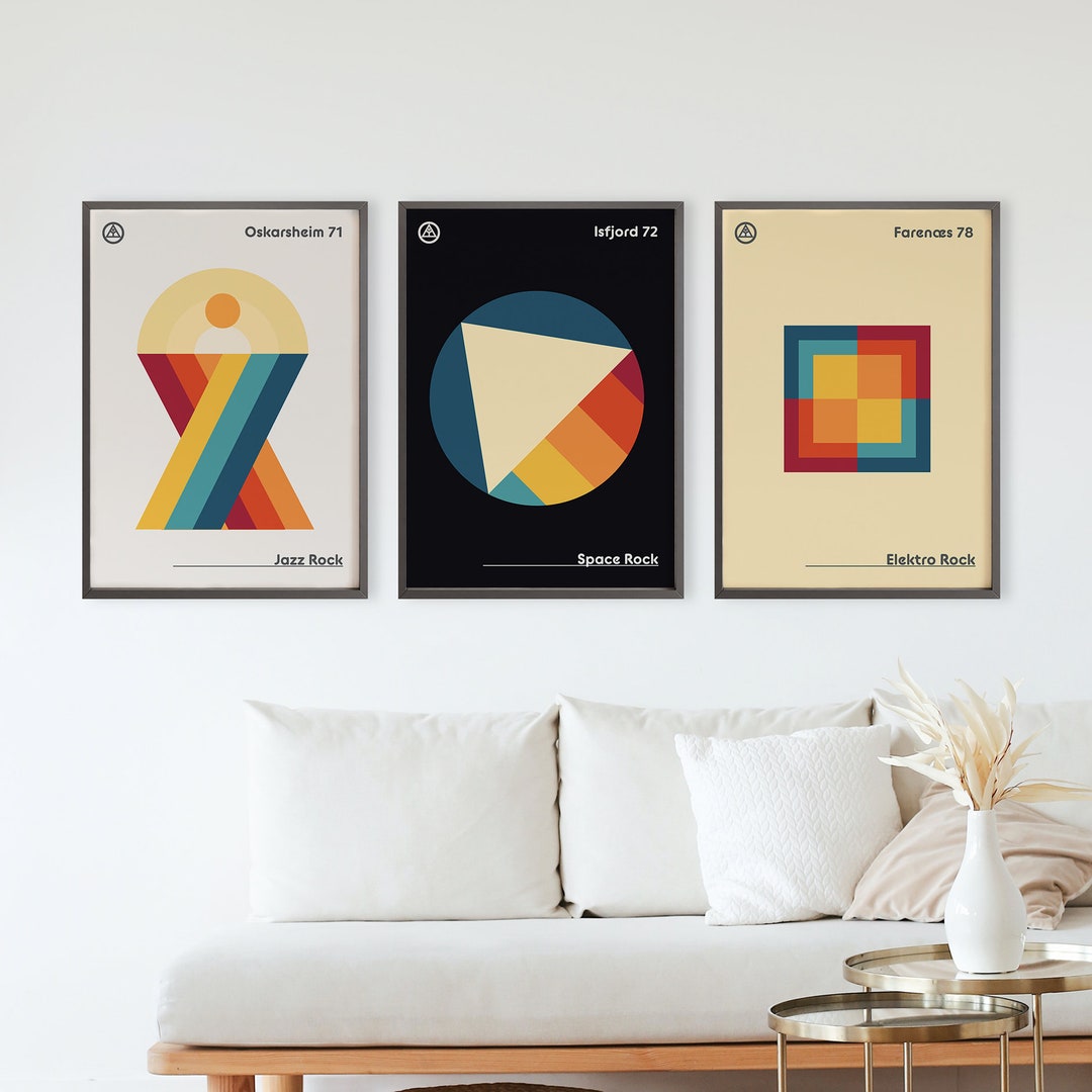 Retro Prints 70s Music Posters Nordic Gigs Stylish 3 Set Minimalist ...