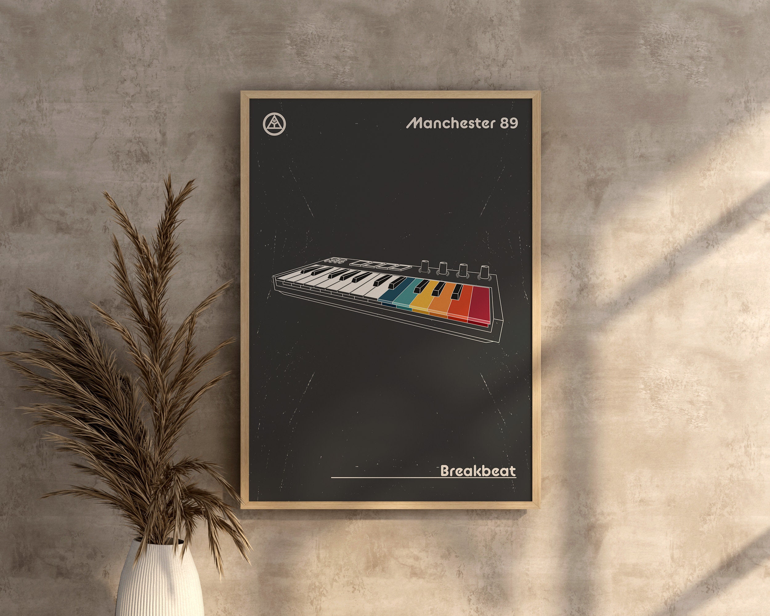 Dance Music Breakbeat Wall Art Retro 80s 90s Minimalist Colour Keyboard ...