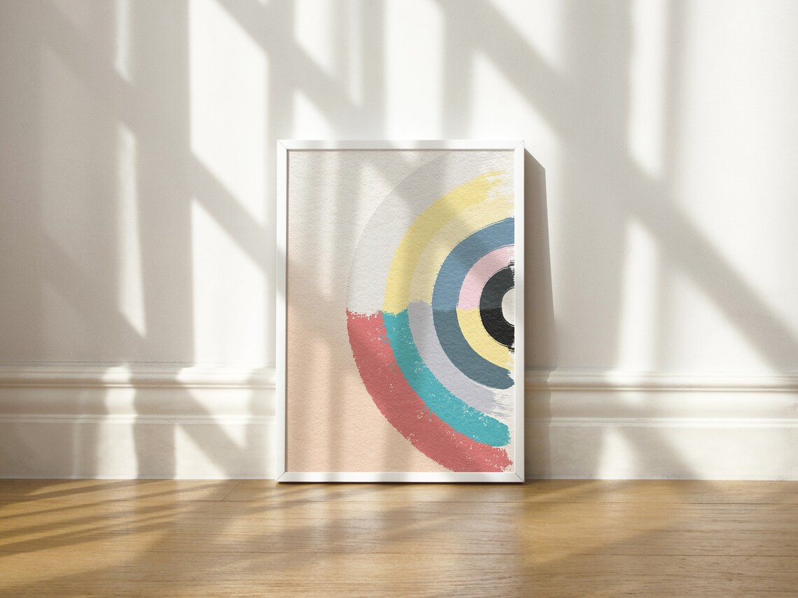 Modern Wall Art Print Arc Brush Strokes Circular - Etsy