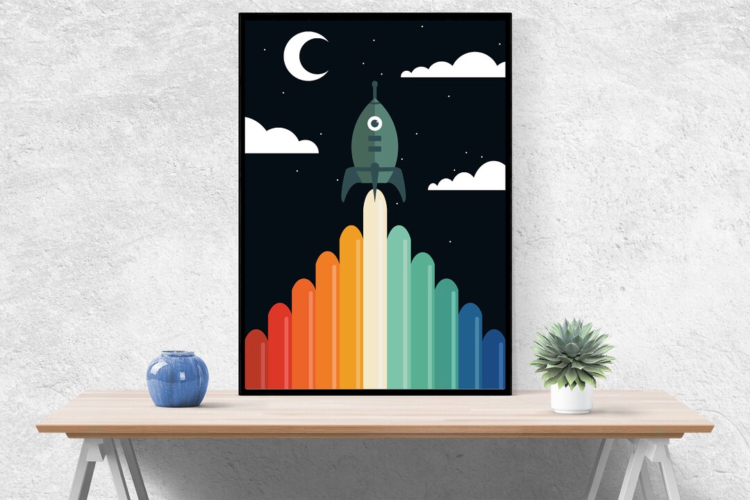 Instant Digital Download | Space Rocket Lift off Colour Rainbow Blast ...