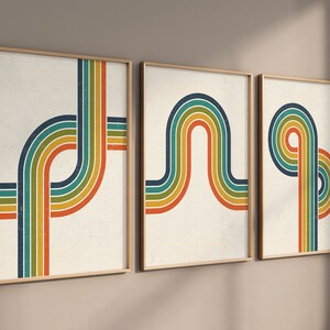Retro Stripes Wall Art Adding a 70s Flair to Your Space Minimalist 3 ...