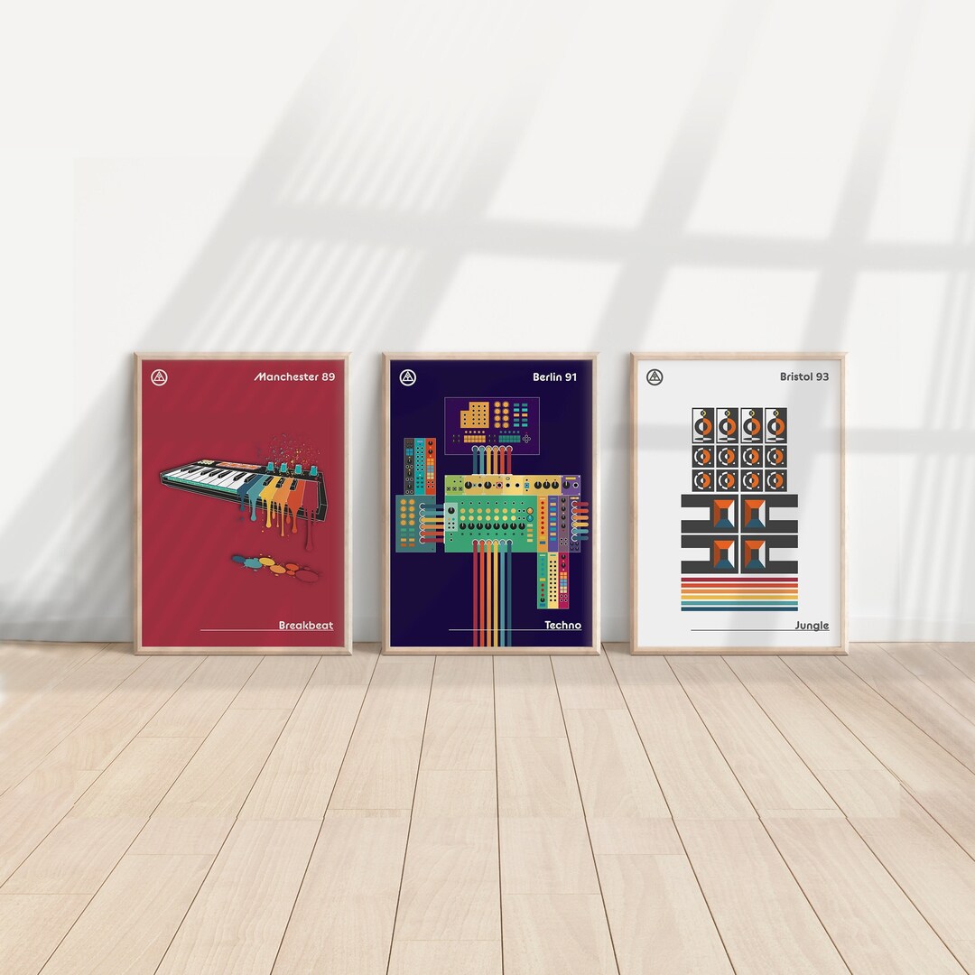 Dance Techno Music Wall Art 3 Set Retro 80s 90s Electronica Club Scene ...