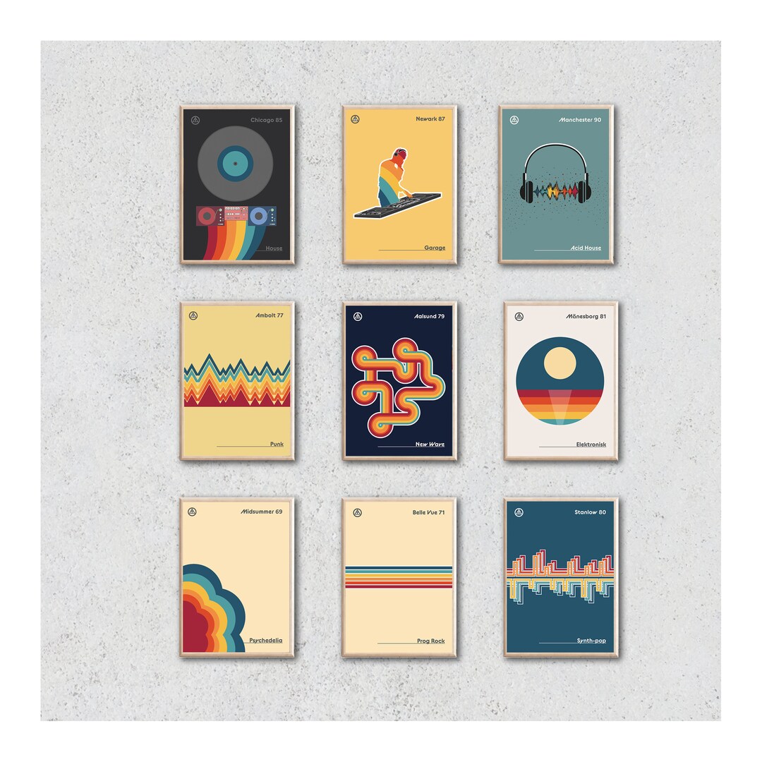 Retro Music Genre Posters: 60s-80s Wall Art (digital Download) - Etsy