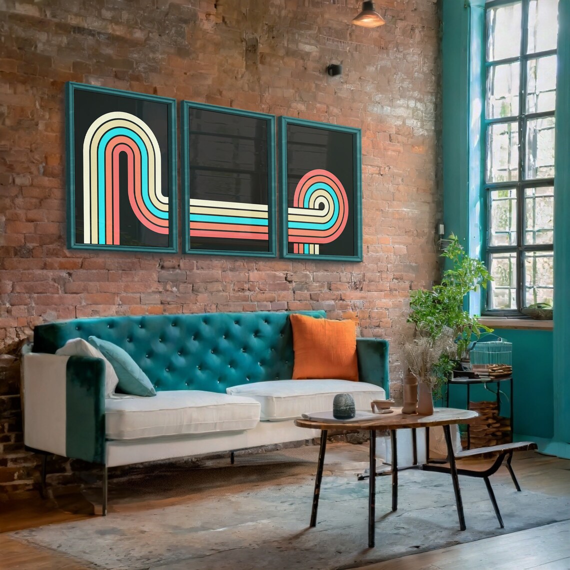 Retro Pastel Hue Stripes Wall Art Continuous 3 Piece Poster Set ...