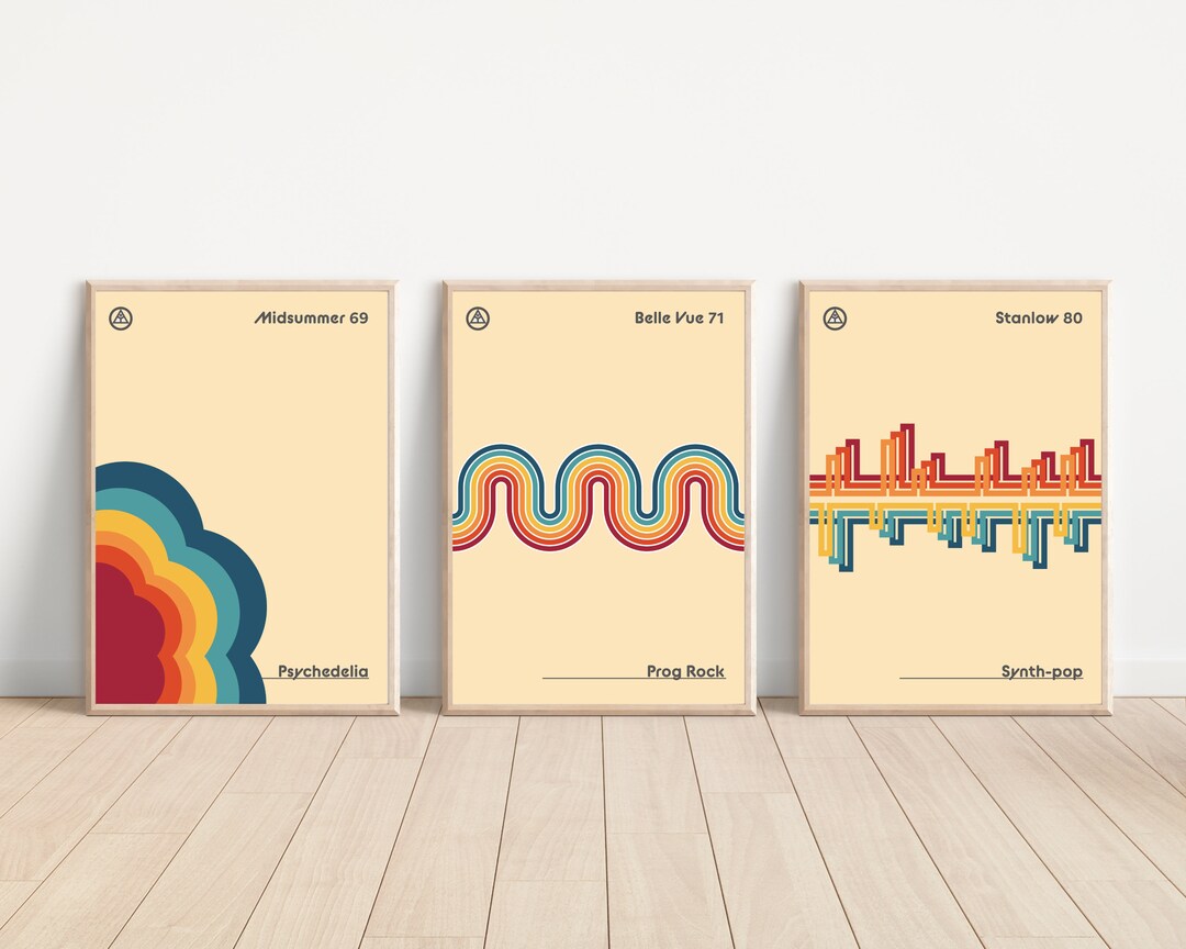 Retro Music Wall Art 60s 70s 80s Music Scenes 3 Boho Posters ...