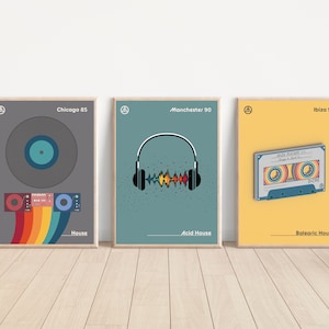Retro Prints 70s 80s Music Posters Scandinavian Inspired 4 Set ...