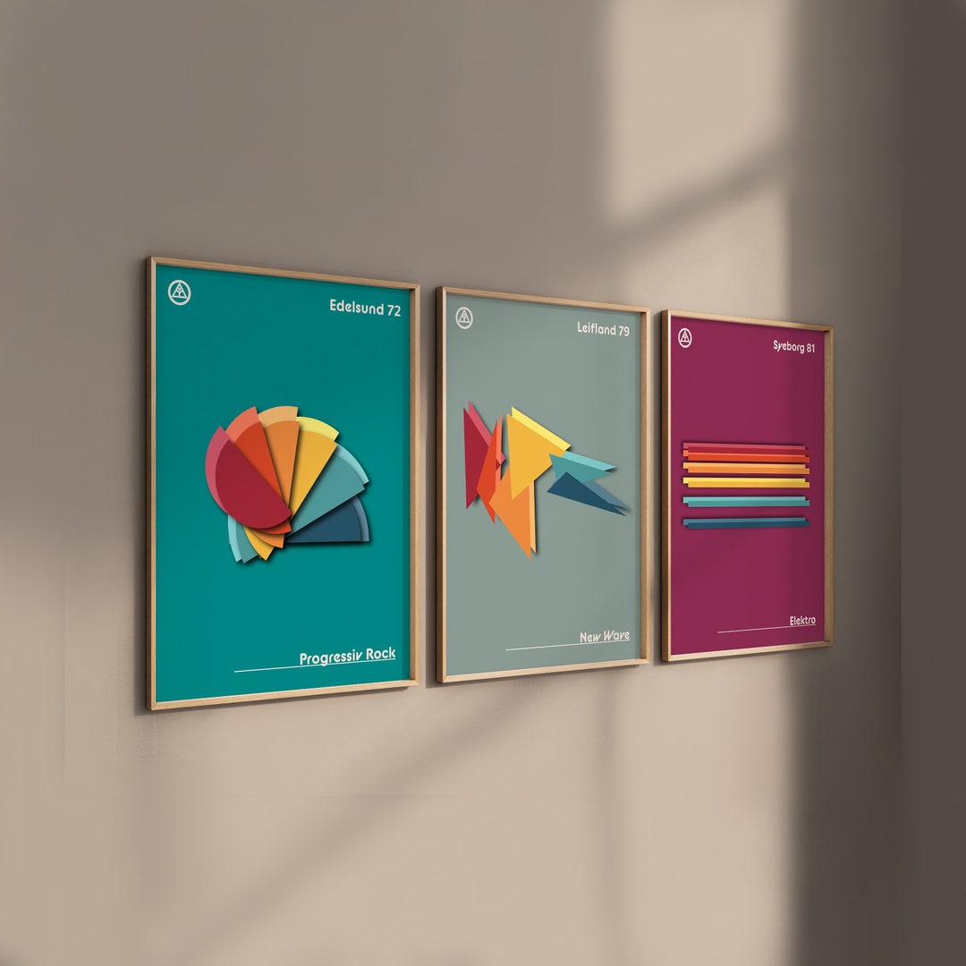 Modern Art Patterns and Retro Music Collide 70s 80s Wall Posters Neon ...