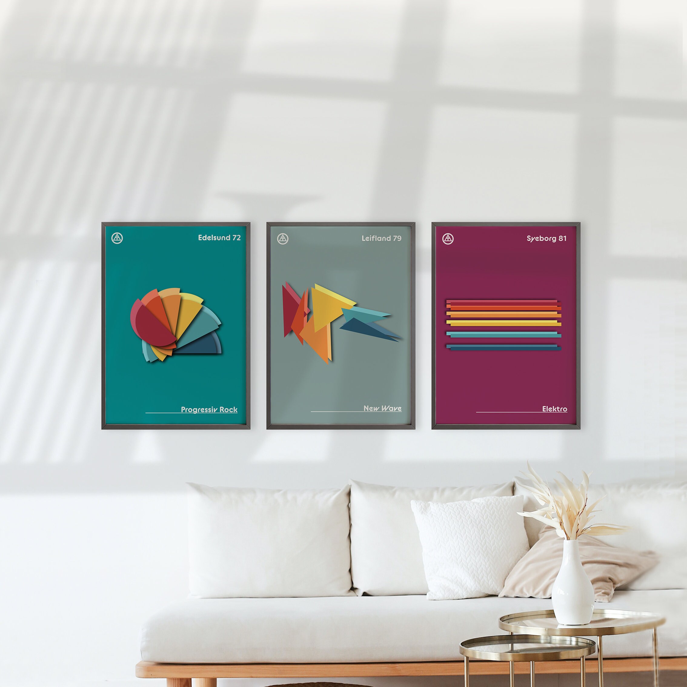 Modern Art Patterns and Retro Music Collide 70s 80s Wall Posters Neon ...