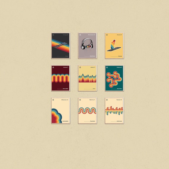 9 A2 Retro 60s 70s 80s Music Genre Posters Prog Rock Synth - Etsy