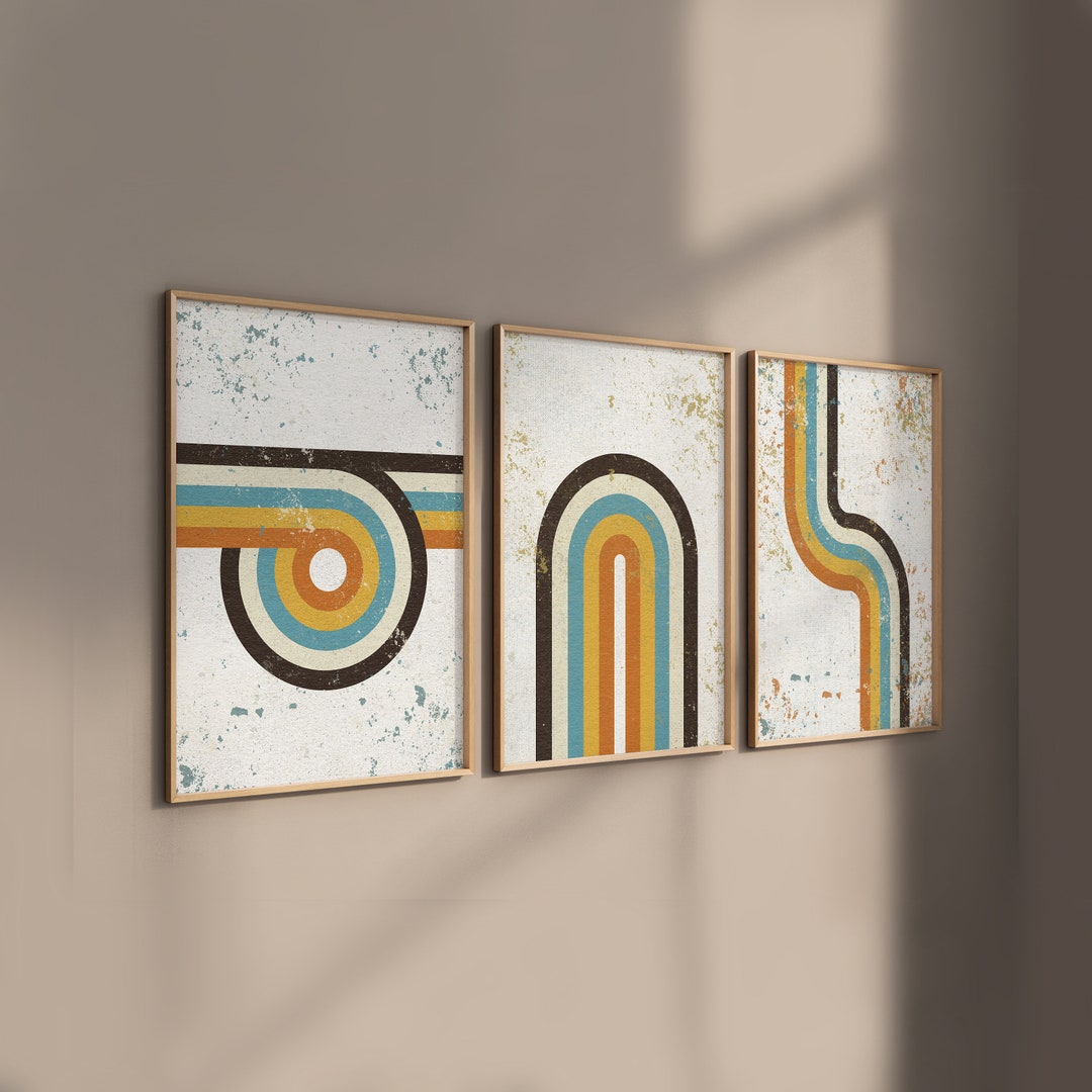 Retro-inspired 70s Wall Art Stripes for a Funky Vibe Minimalist 3 ...