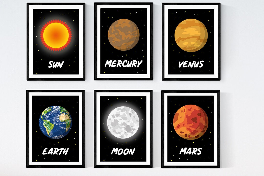 Solar System Cartoon Art Prints 11 High Quality Images - Etsy
