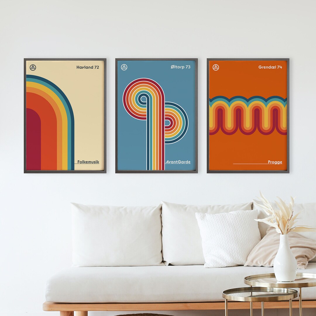Retro Prints 70s Music Posters Nordic Stylish 3 Set | Minimalist | Prog ...