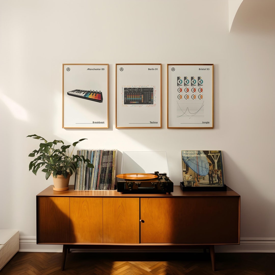 Retro Dance Music Wall Art 3 Set | Minimalism | 80s 90s Club Scene DJ ...