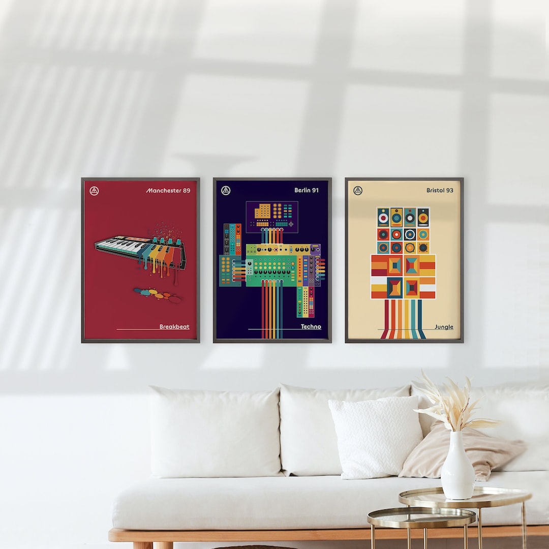 90s Electronic Music Art Print Set: Retro Techno, Jungle, Breakbeat - Etsy