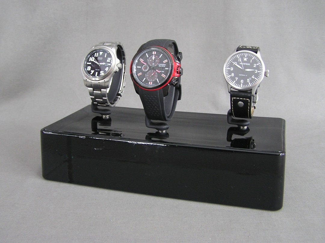 Glass Watch Display Stand: Brown Tinted, Holds 3 Watches - Etsy