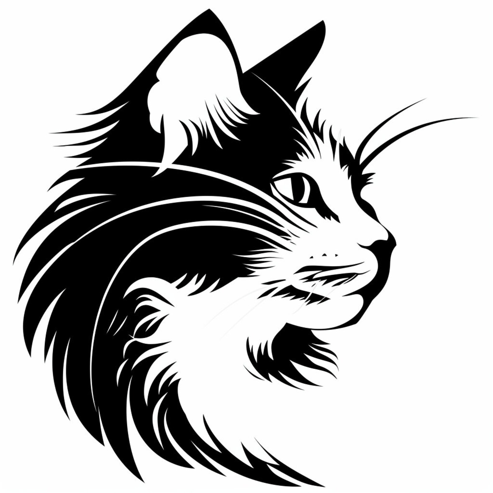 Beautiful Stylized Cat in Dxf, Jpg - Png - Pdf - Svg - Ai - Photoshop ...