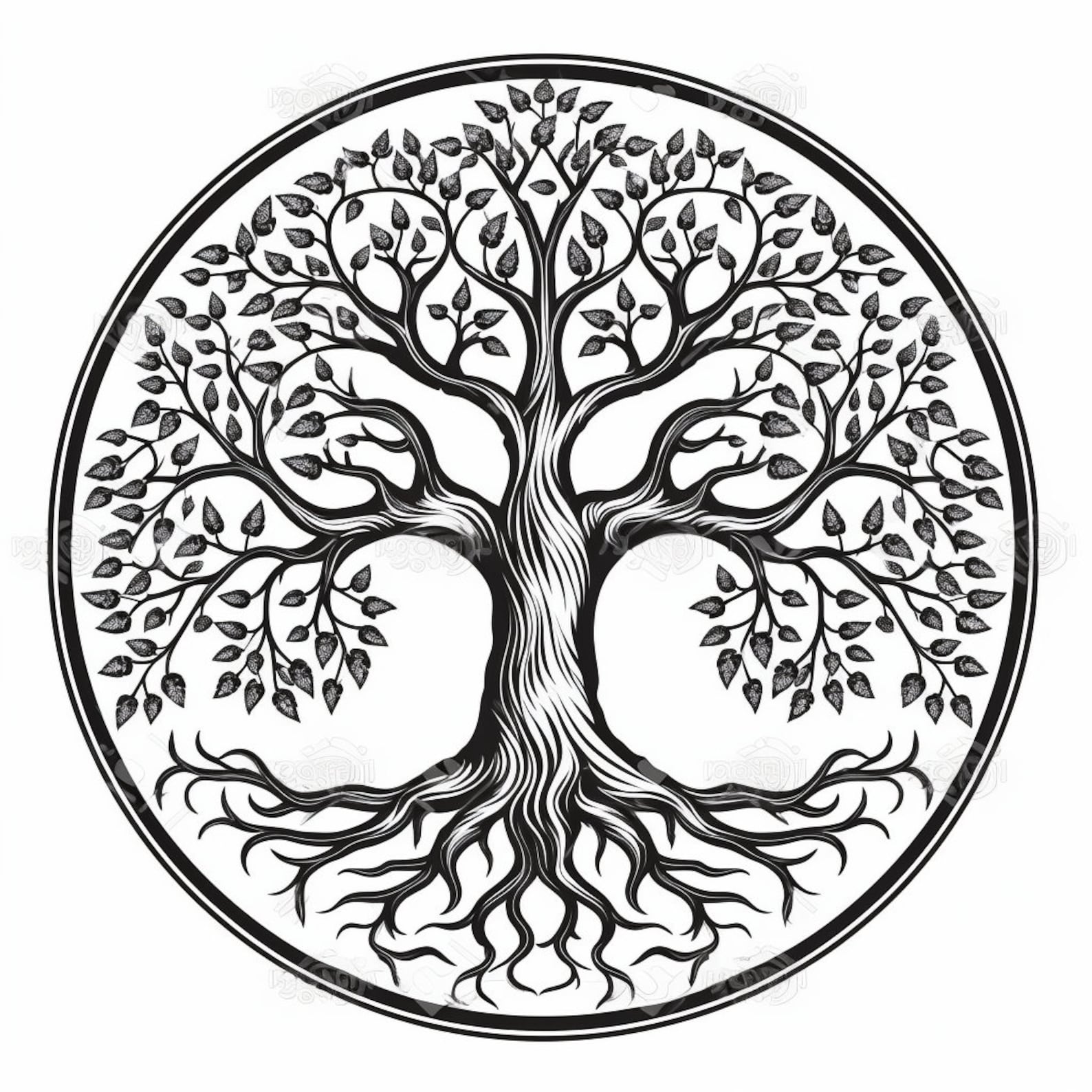 Tree of Life Circle Engraving and Cutting Tree of Life Circle - DXF ...