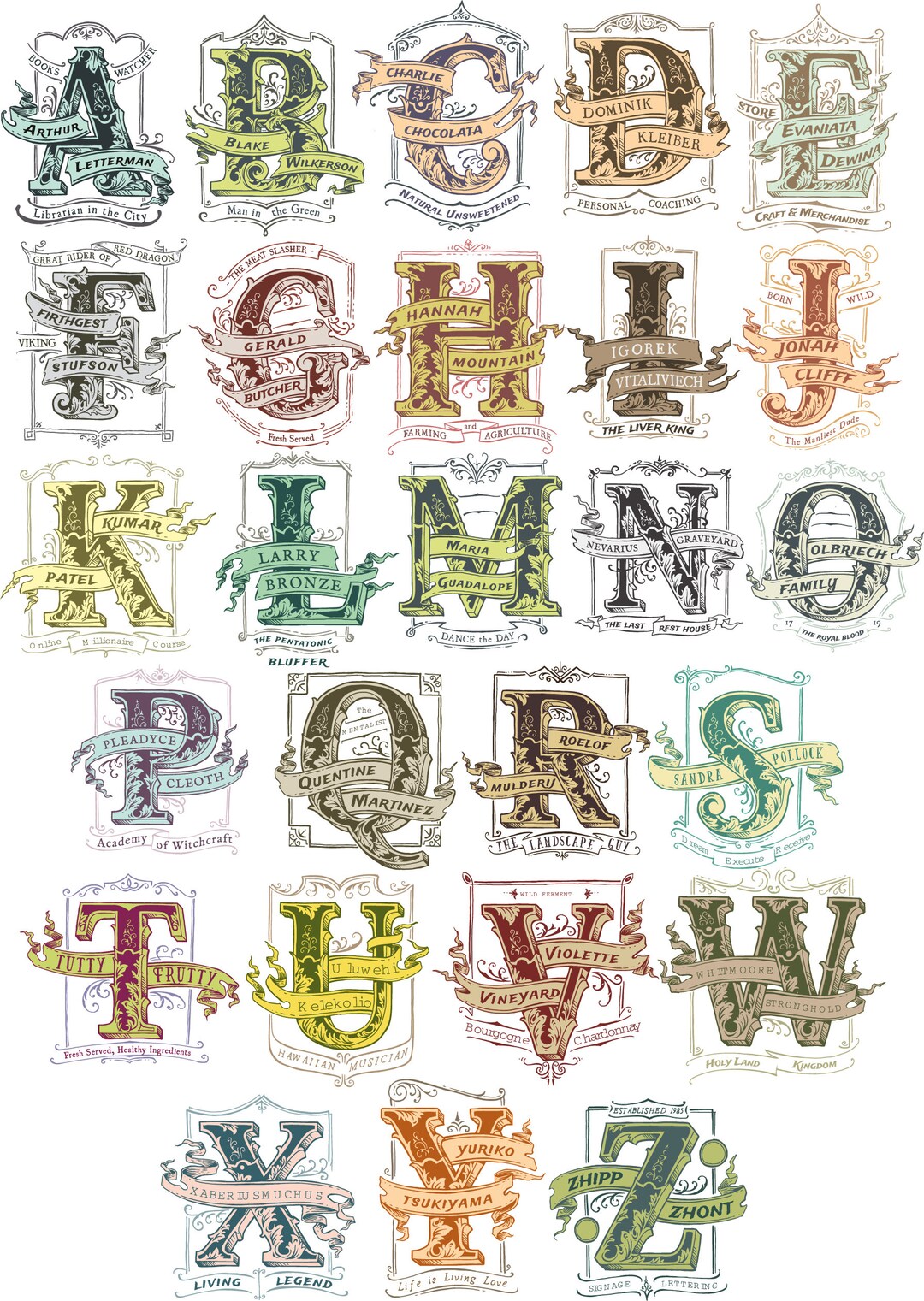 Alphabet Art Vector Set Vector File to Download in AI, Ps, Pdf - Etsy