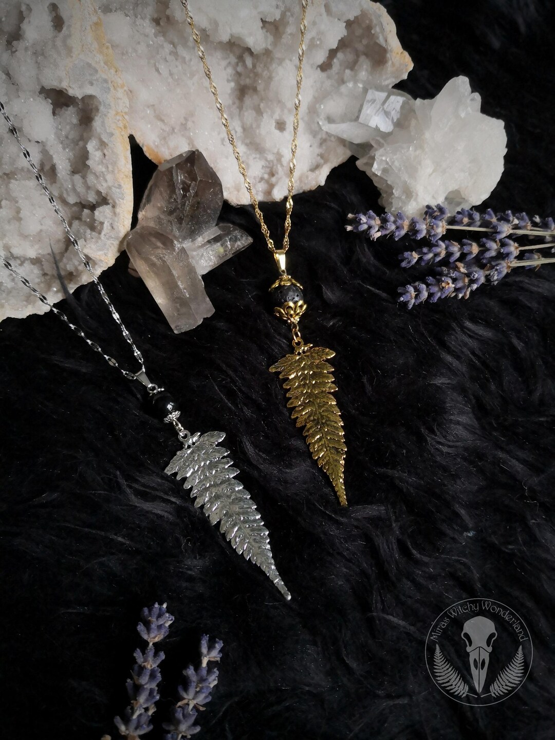 Fern Necklace With Obsidian Lava Stone Healing Stone, Witch, Witchy ...