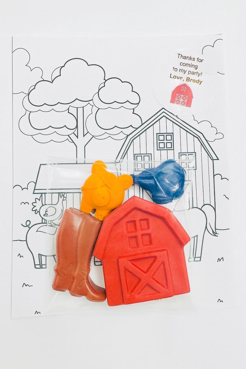 Farm Animal Crayons – Personalized Party Favors With Coloring Page - Etsy