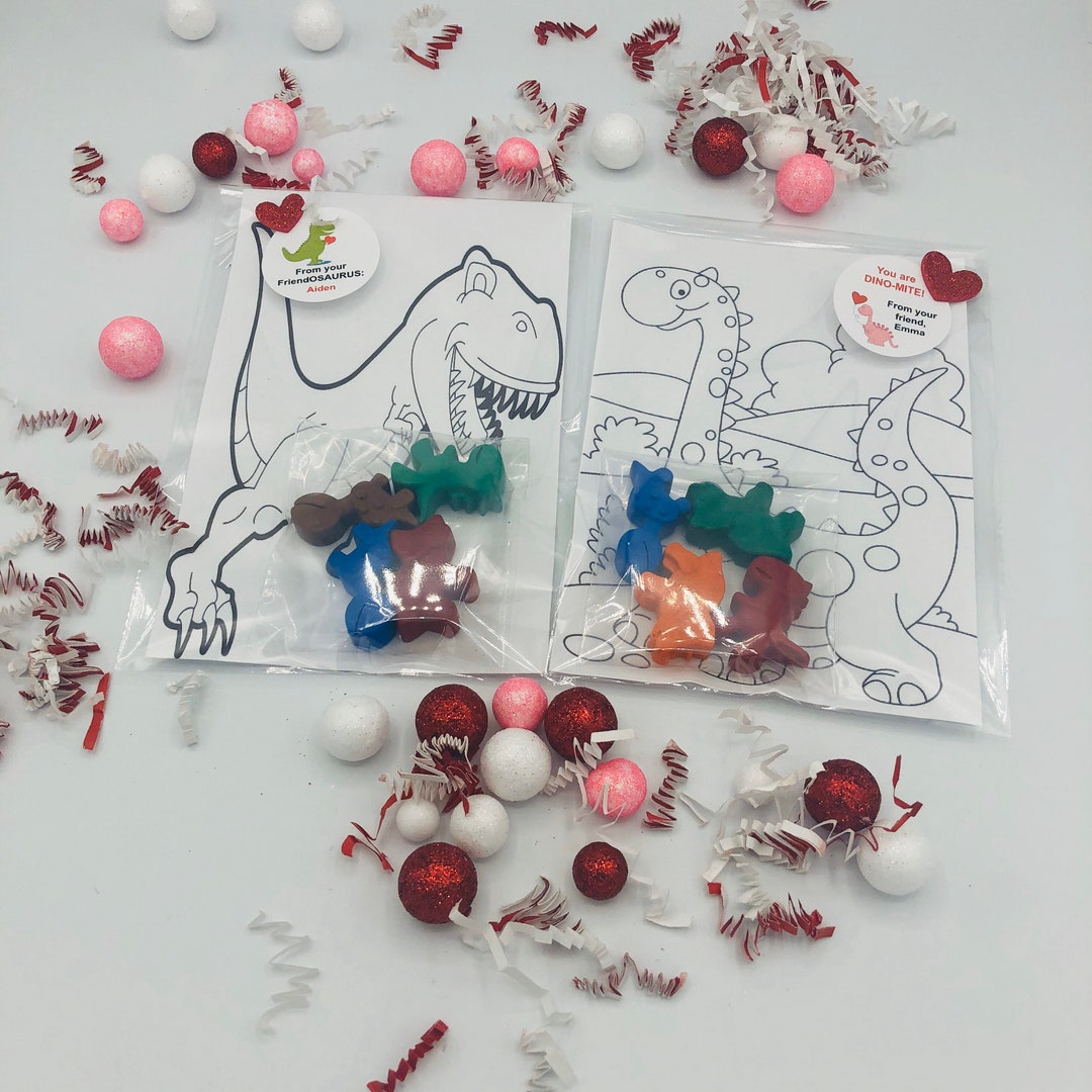 Personalized Dinosaur Crayon Valentine Favors- Valentines Day ...