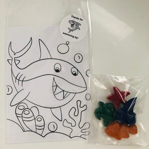 Shark Personalized Crayons With Coloring Page, Shark Party Favors ...
