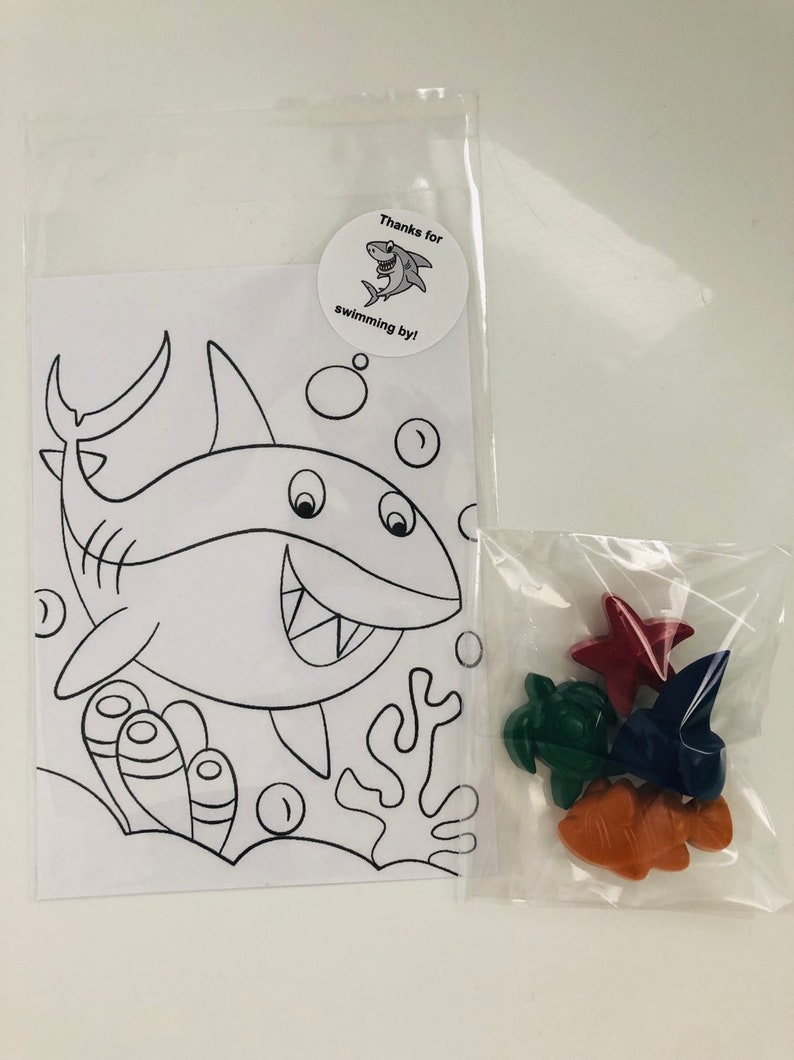 Shark Personalized Crayons With Coloring Page, Shark Party Favors ...