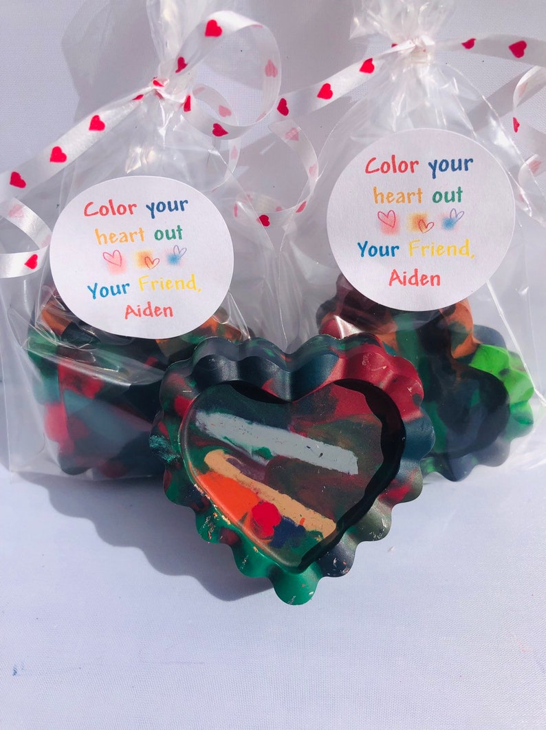 Personalized Heart Crayon Valentines Day valentines - Etsy
