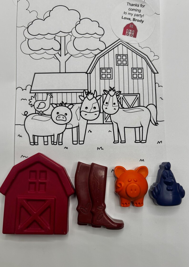 Farm Animal Crayons – Personalized Party Favors With Coloring Page - Etsy