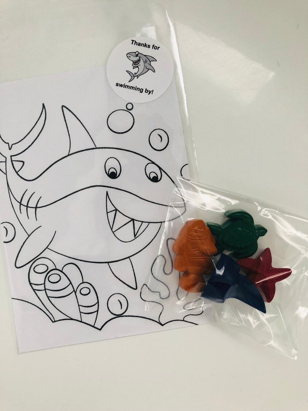 Shark Personalized Crayons With Coloring Page, Shark Party Favors ...