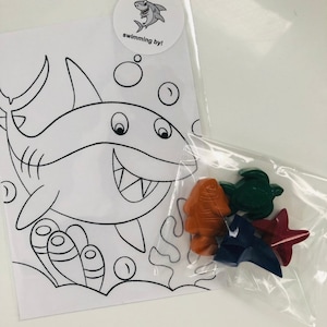 Shark Personalized Crayons With Coloring Page, Shark Party Favors ...