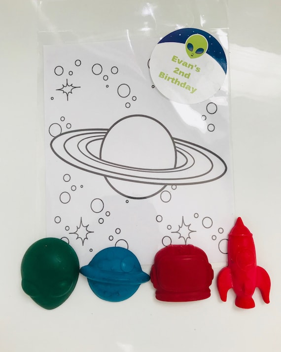Set of 4 Space Crayons with Coloring Page. OuterSpace Space | Etsy
