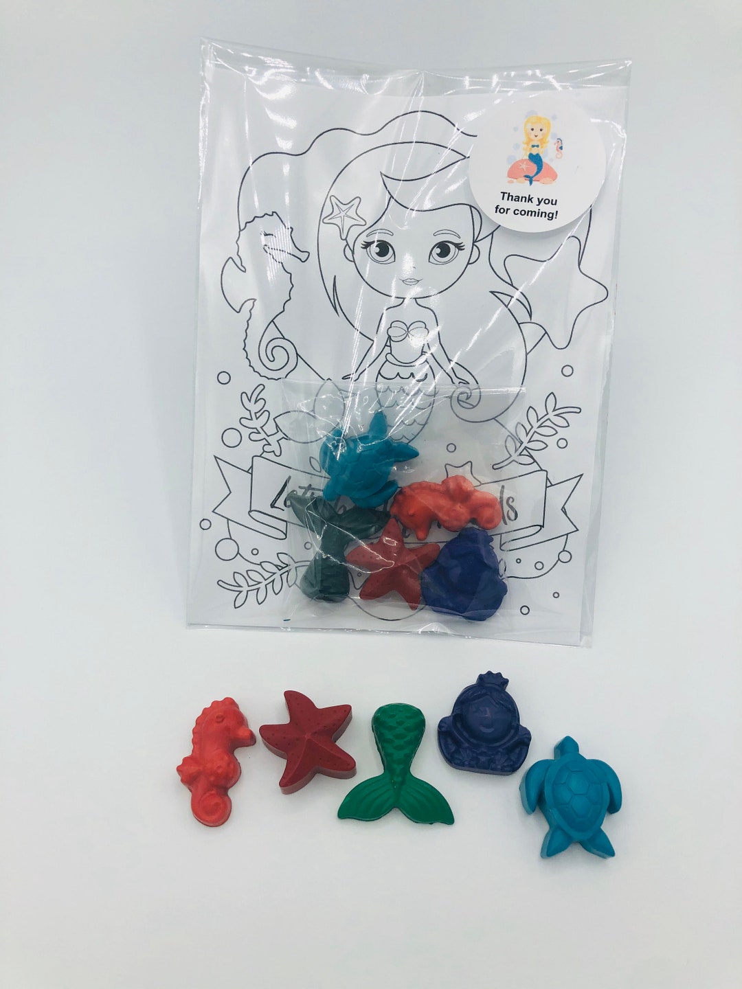 Mermaid Personalized Crayons With Coloring Page| Mermaid Party Favors ...